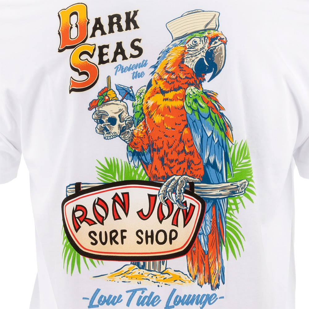 Dark Seas Ron Jon Parrot Lounge White Tee White - Ron Jon Surf Shop